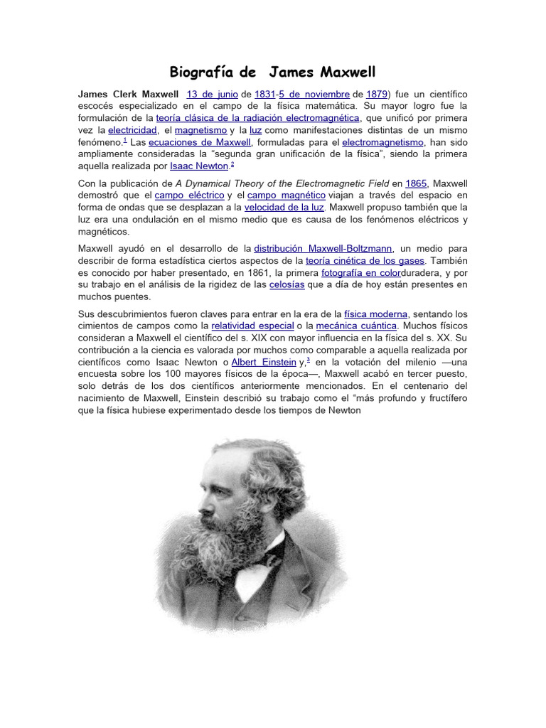 James Clerk Maxwell: Pionero del Electromagnetismo | PDF | James Clerk ...