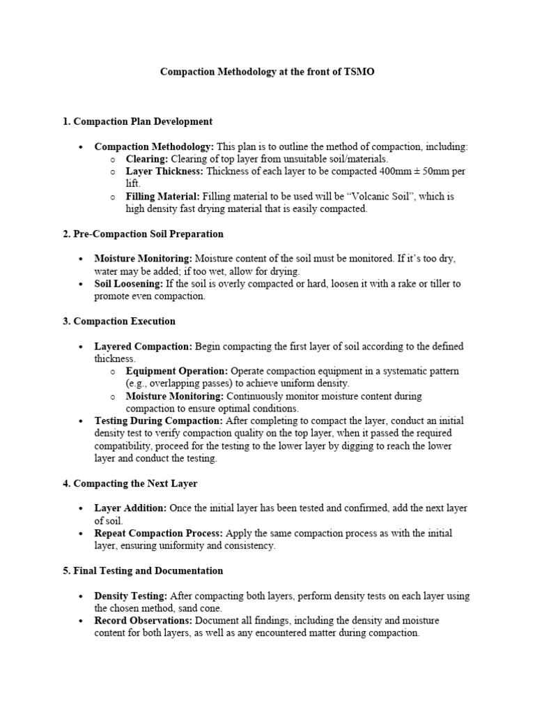 Compaction Methodology at the front of TSMO | PDF | Soil | Methodology