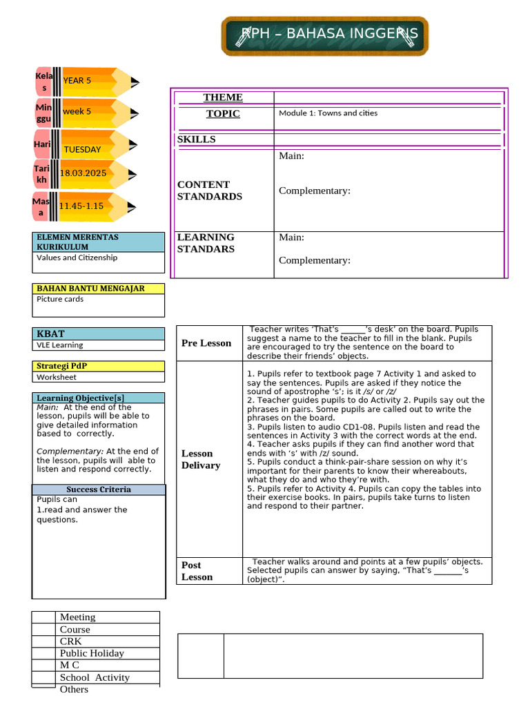 Bahasa Inggeris Year 5 12.3.2025 | PDF | Human Communication | Learning