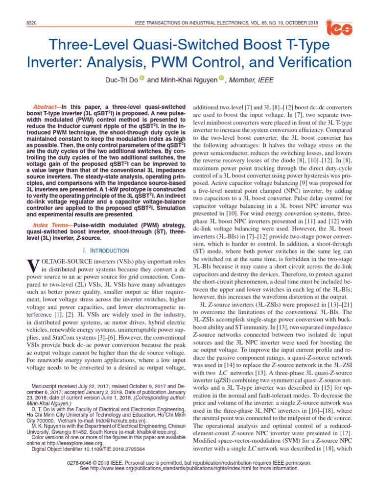 Three Level Quasi Switched Boost T Type Inverter Analysis PWM Control ...