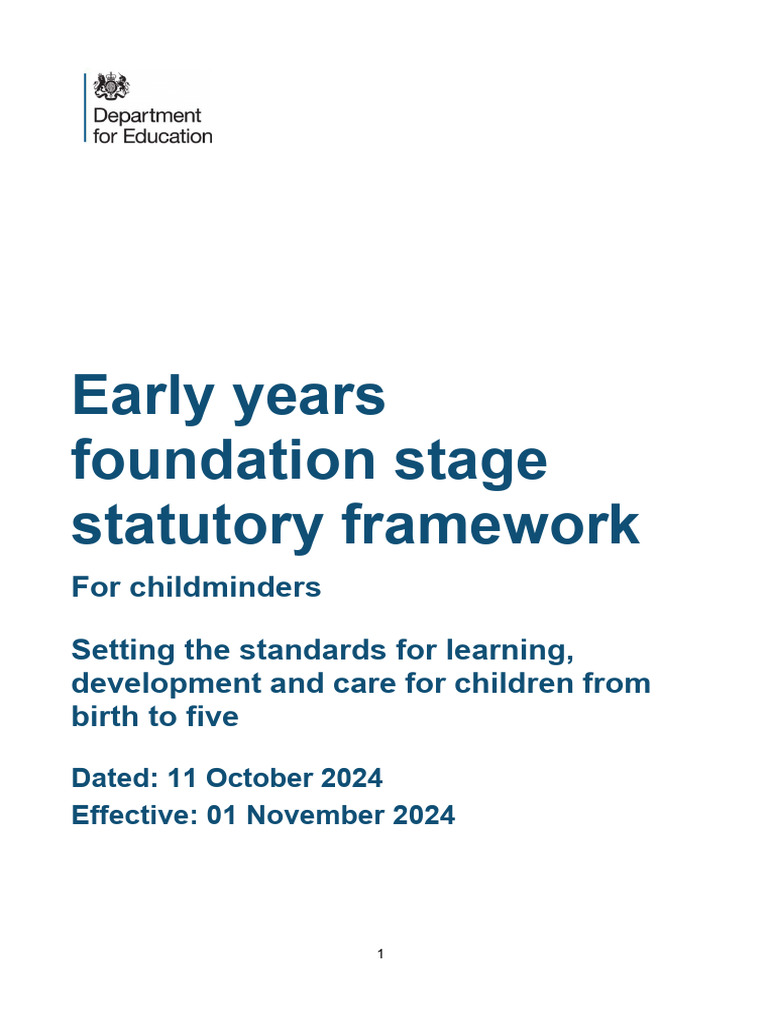 EYFS Framework for Childminders 2024 | PDF | Child Care | Learning
