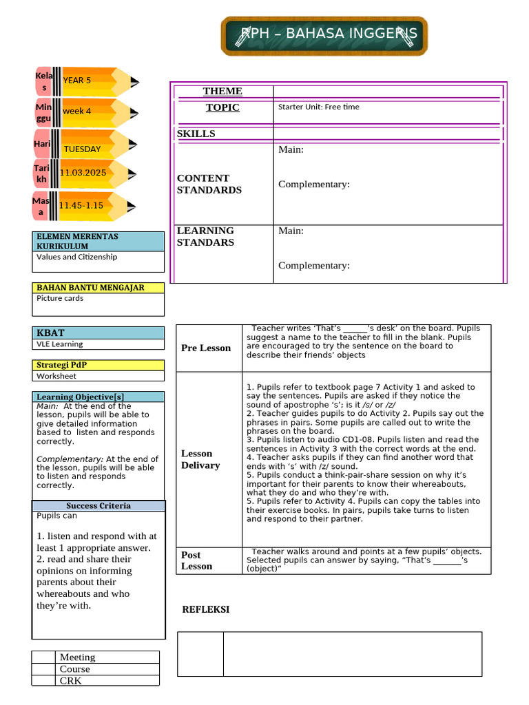 Bahasa Inggeris Year 5 Rph. 11.3.2025 | PDF | Linguistics | Cognition