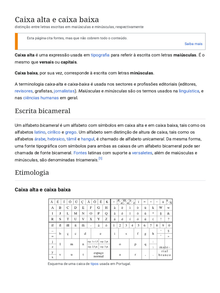 Diferença entre Caixa Alta e Baixa | PDF
