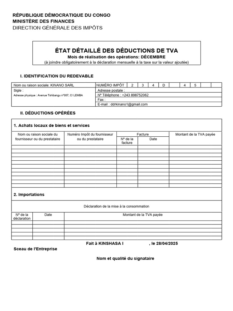 VAT Deduction Details Report | PDF
