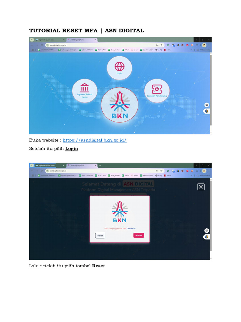 Tutorial Reset MFA ASN Digital | PDF
