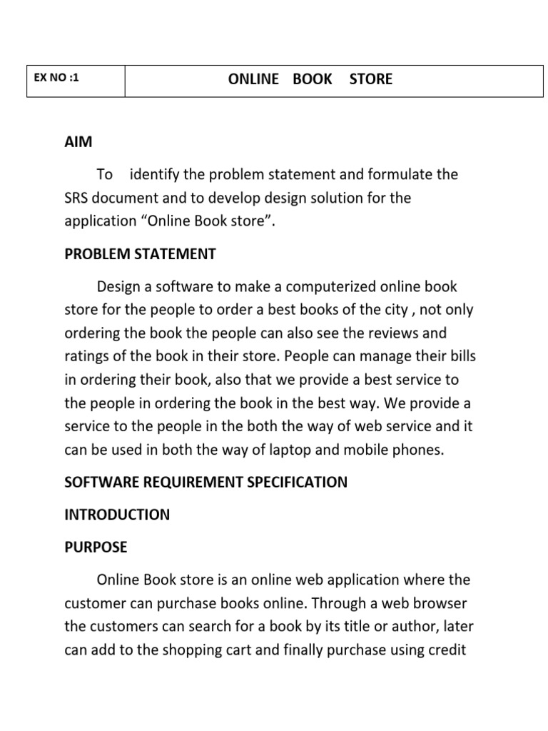 Ex 1 Design Project (Srs & Uml) | PDF | World Wide Web | Internet & Web