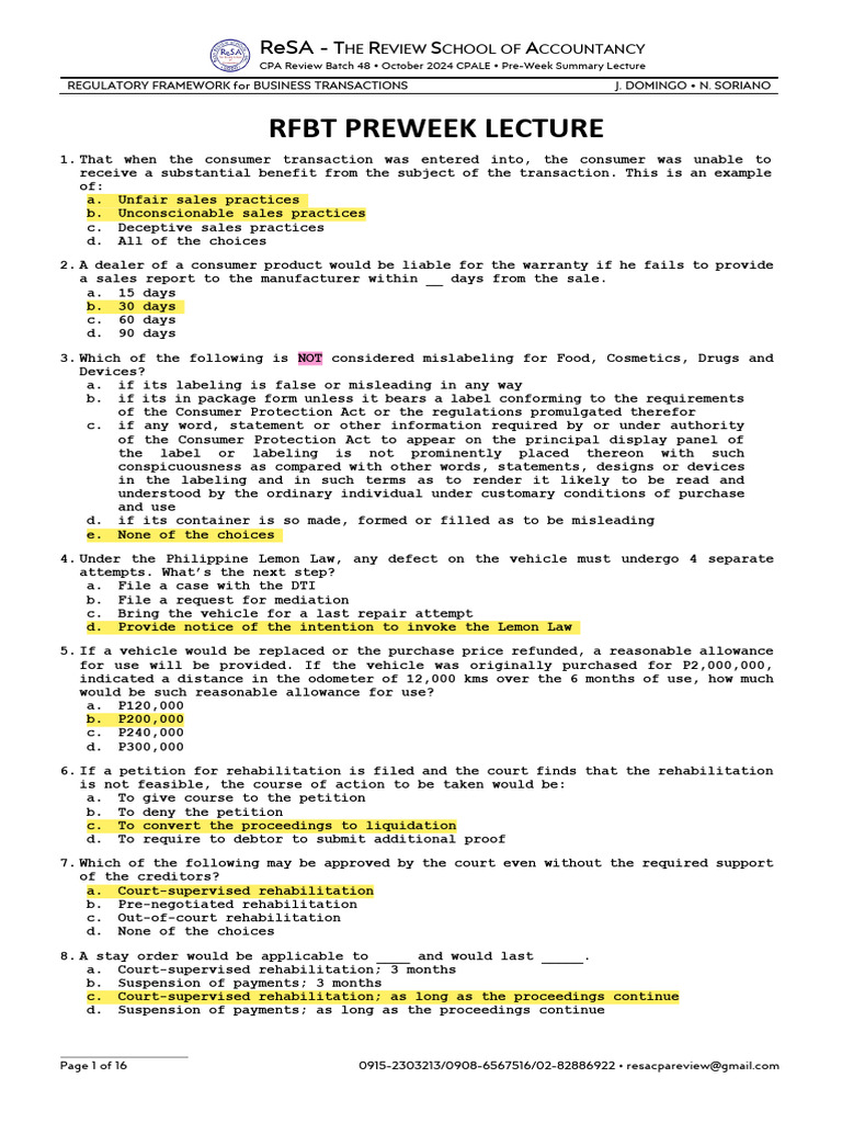 RFBT Preweek (B48) - Annotated | PDF | Foreclosure | Insurance