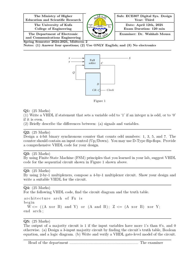 Ece307 Fpga 2024 2025-1 | PDF