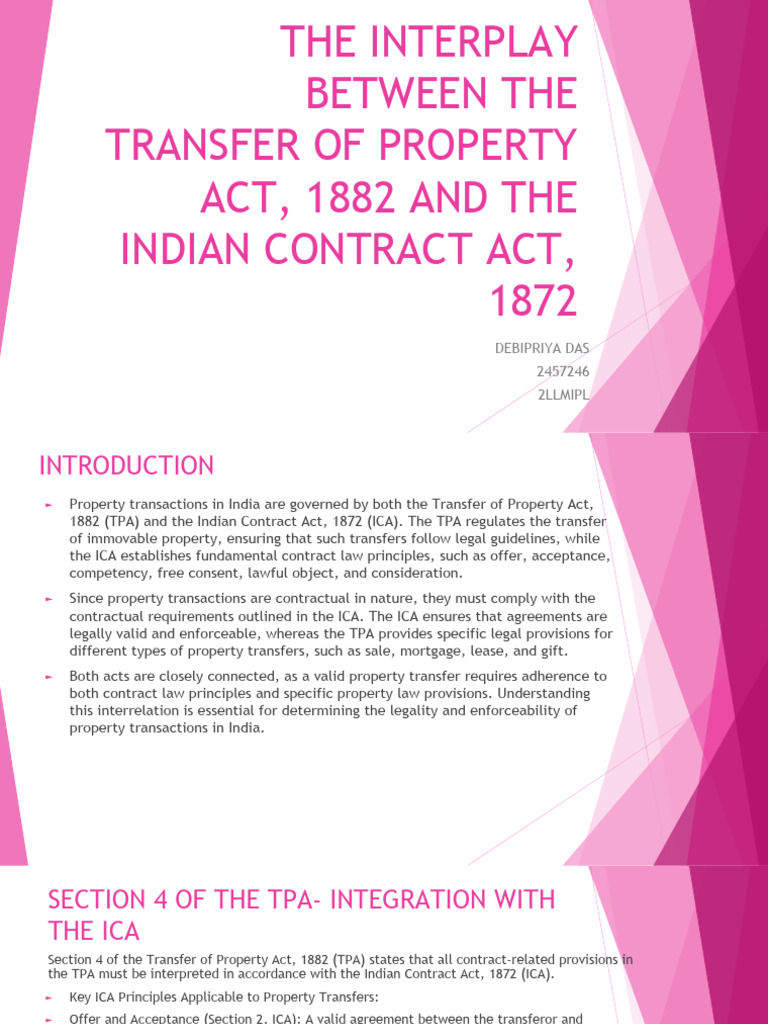 The Interplay Between The Transfer of Property Act | PDF ...