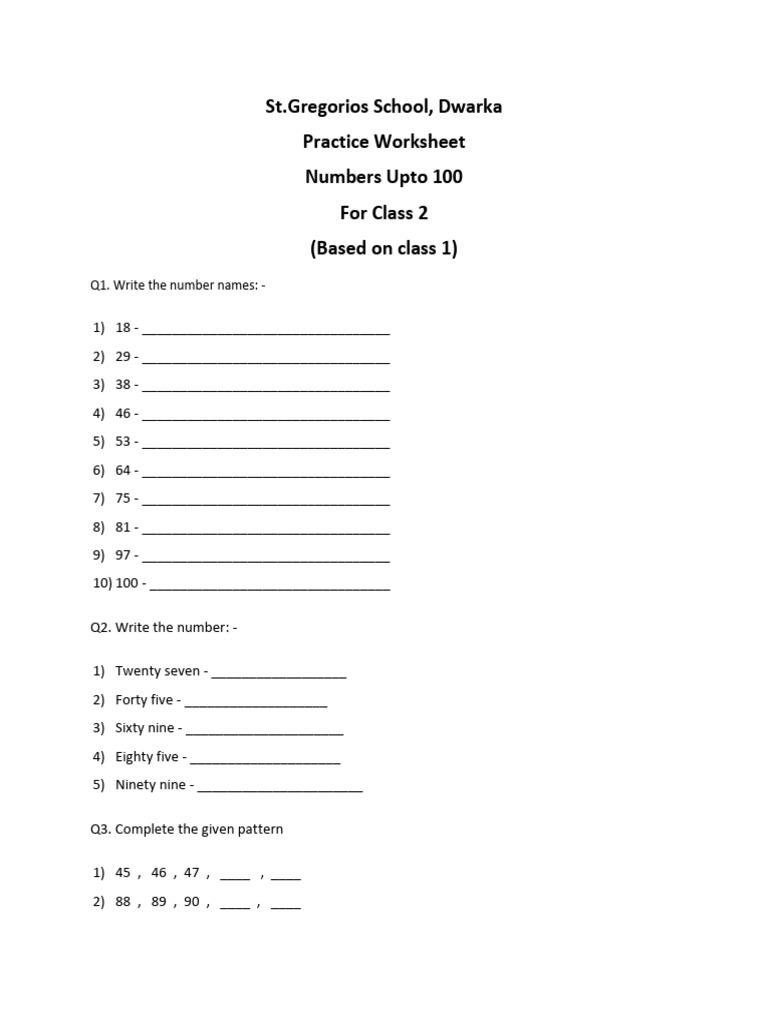 Class 2 Mathematics Practice Worksheet | PDF | Mathematics