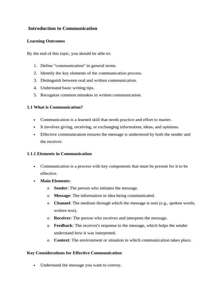 Topic 1 Introduction To Communication | PDF | Communication | Information