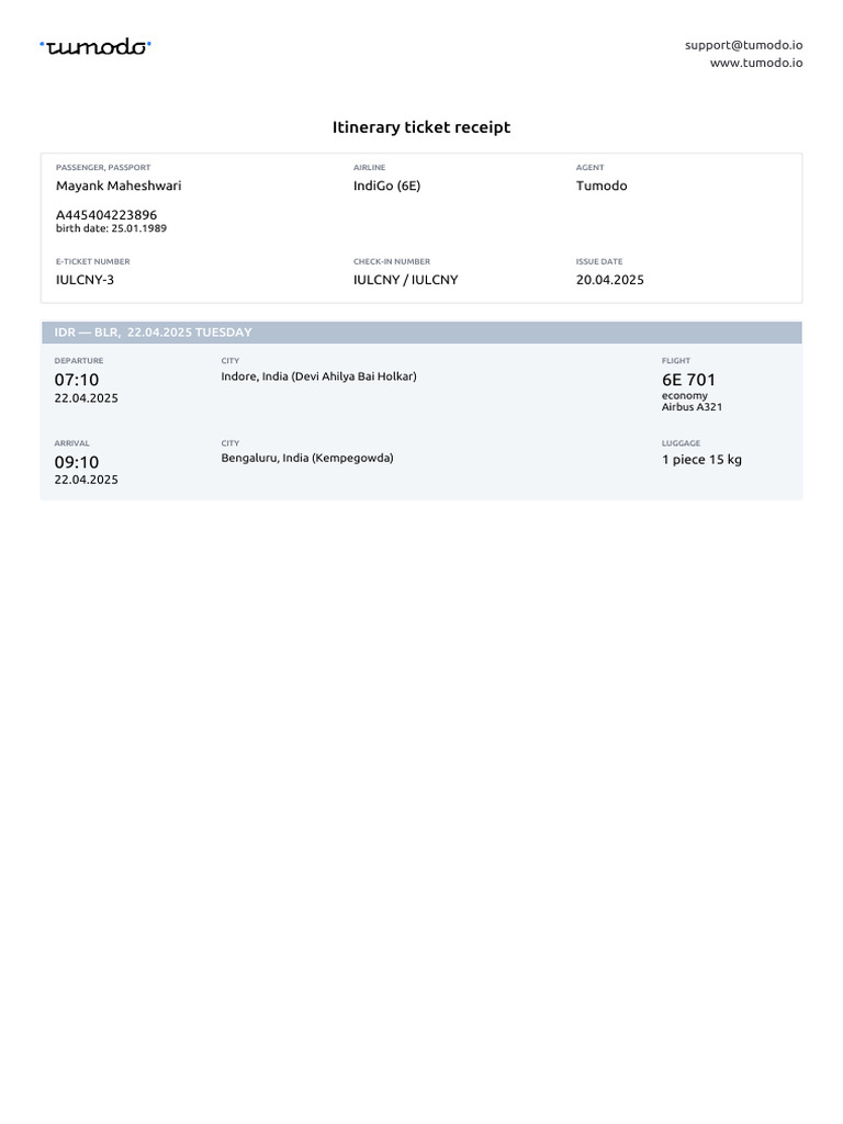 Flight Ticket Maheshwari Mayank IULCNY-3 | PDF