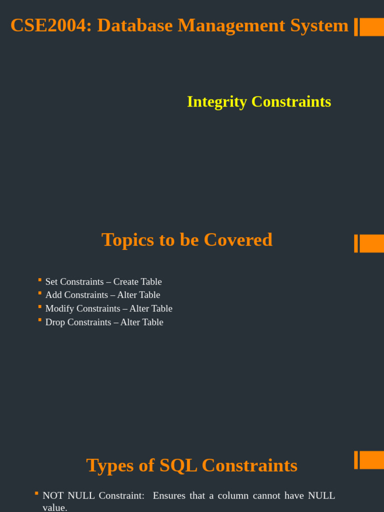 Integrity Constraints | PDF | Table (Database) | Sql