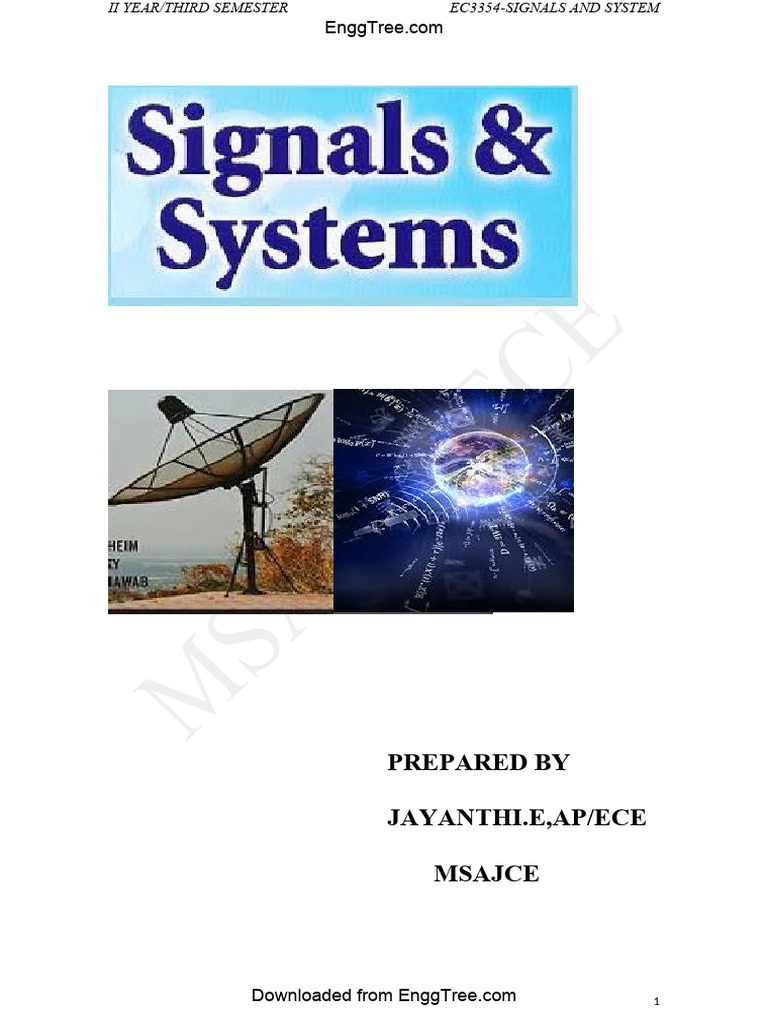 EC3354 Signals and Systems Lecture Notes 1 | PDF | Laplace Transform ...