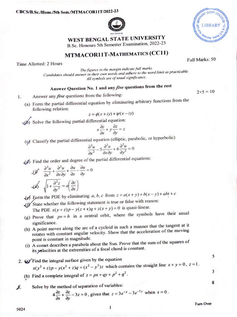 5th Sem Question Paper CBCS | PDF | Group (Mathematics) | Abstract Algebra