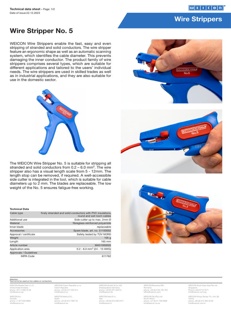 EN GB TDS Wire Stripper No 5 | PDF | Wire | Manufactured Goods