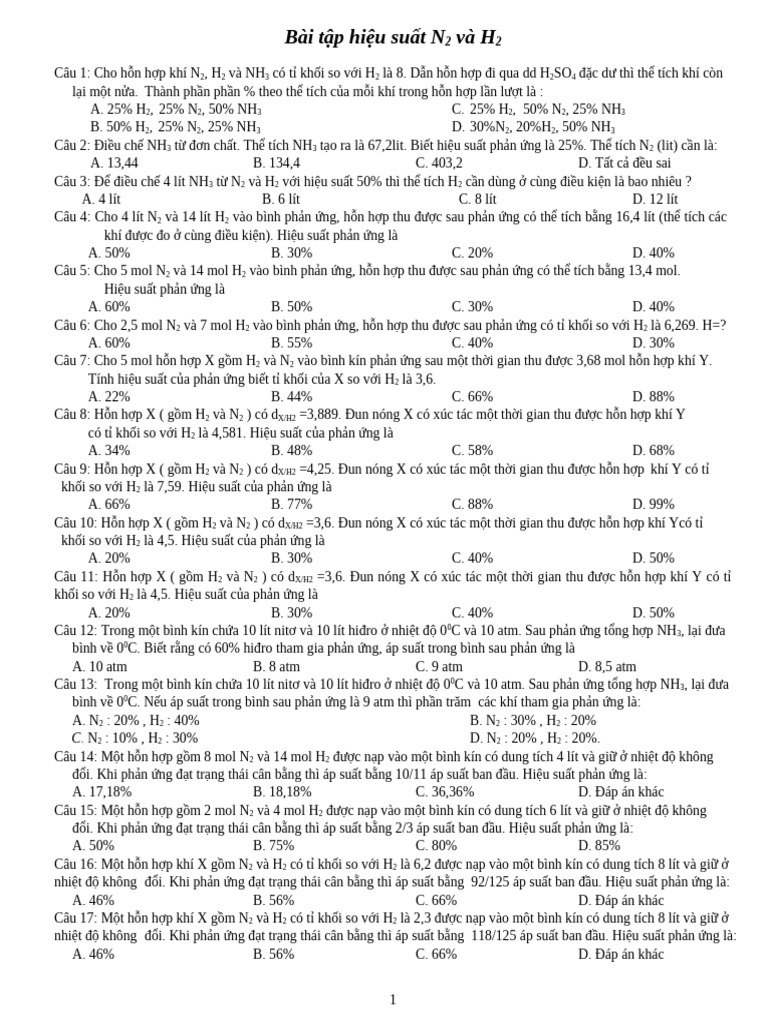 hieu suat phan ung NH3 | PDF