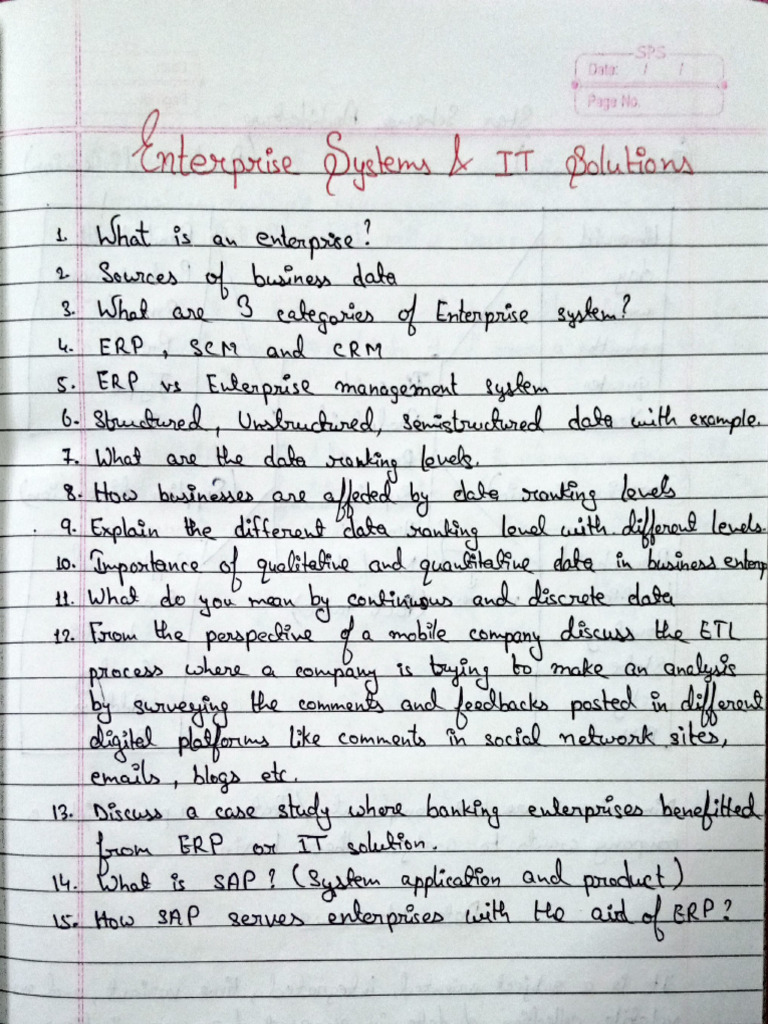 Enterprise Systems And It Solutions Pdf