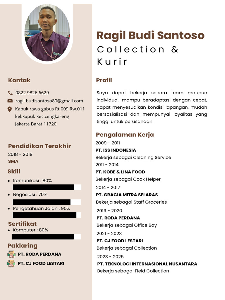 Krem Profesional Minimalis CV Resume Template - 20250408 - 125307 ...