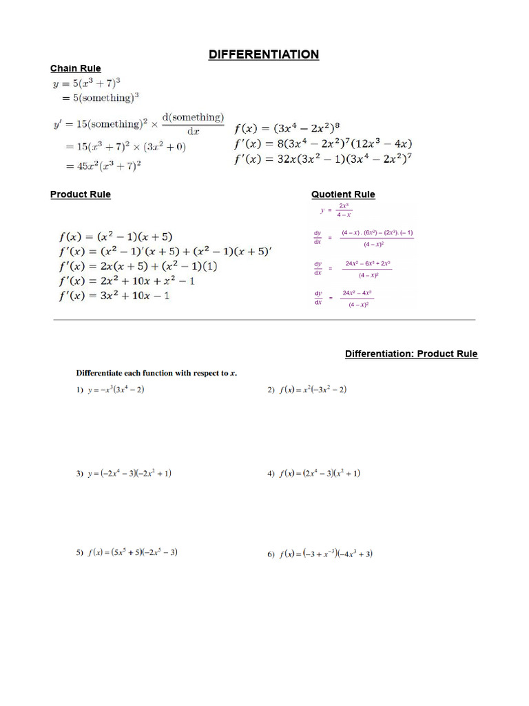 Differentiation Practice Questions | PDF