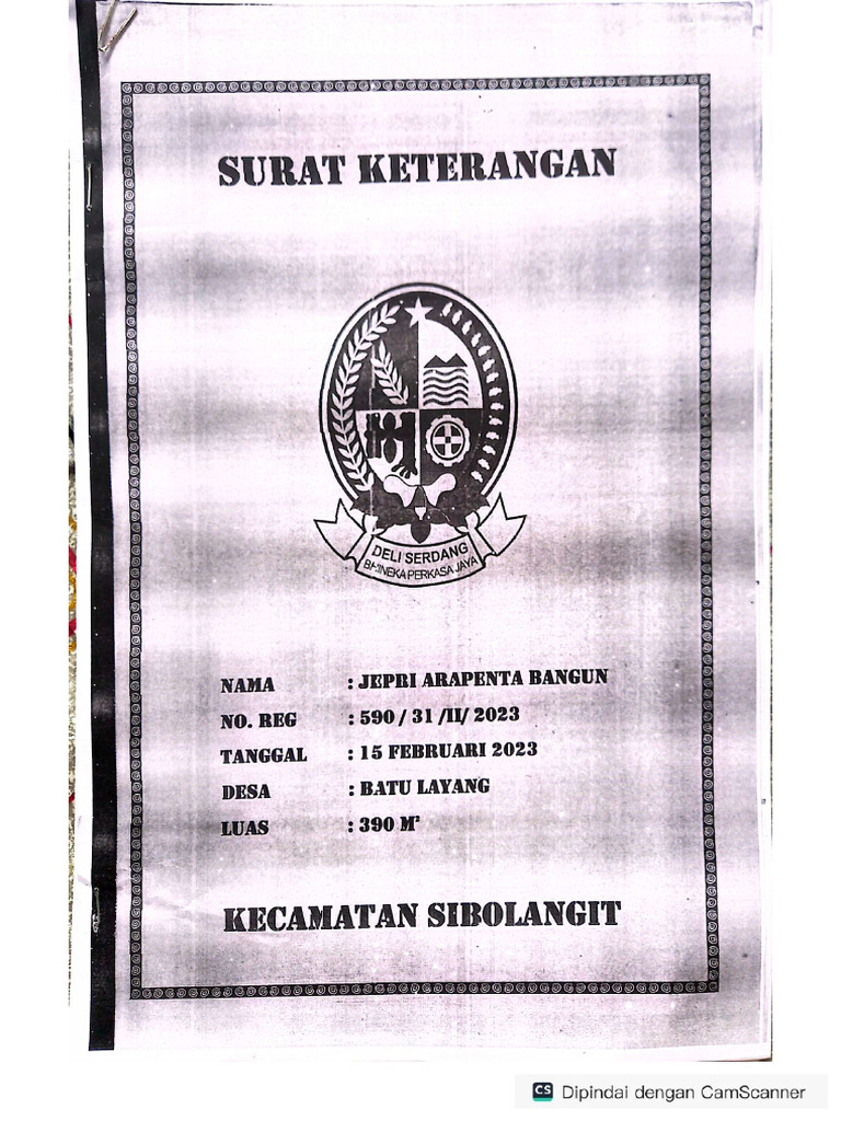 Foto Copy SK BG Jepri Yg Di Sibolangit | PDF