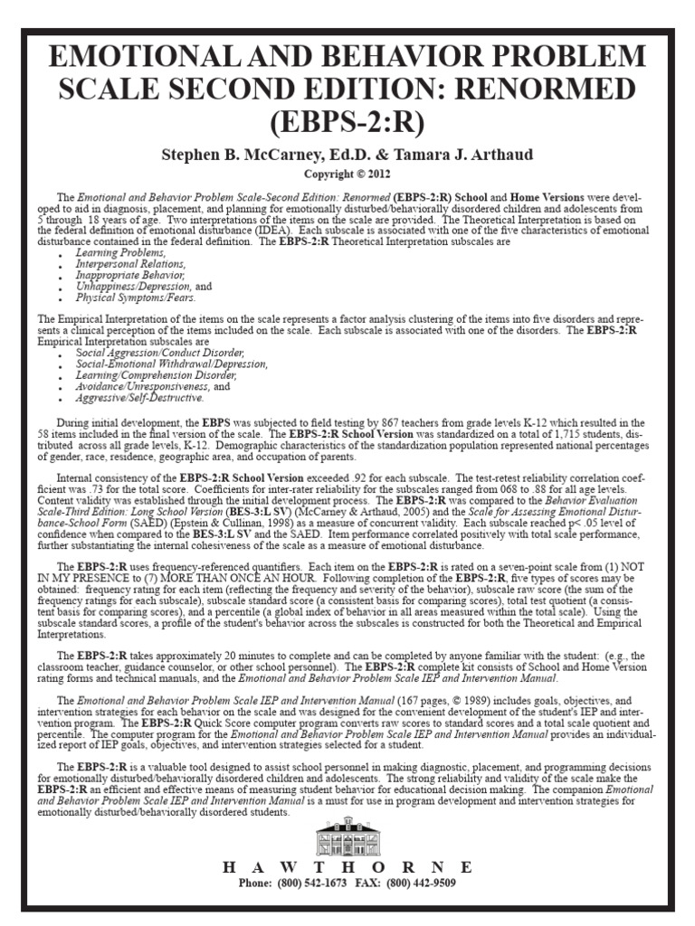 Behavioral and Emotional Problems Scale | PDF | Major Depressive ...