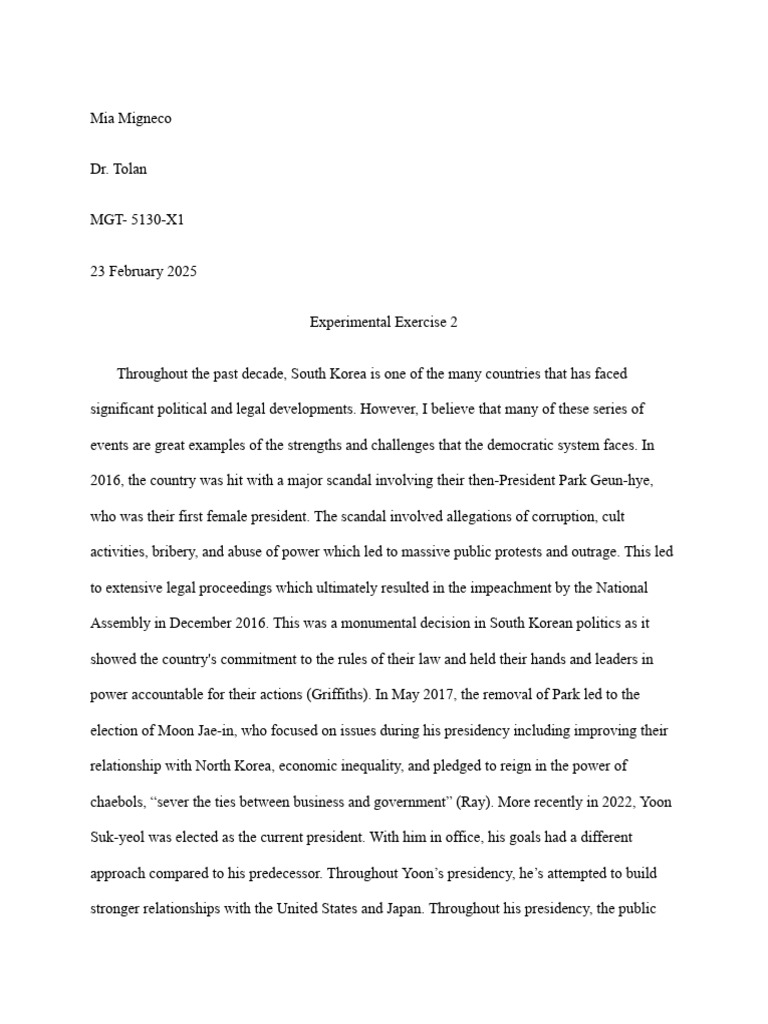 Experimental Exercise2 - MIGNECO | PDF | South Korea | World Politics