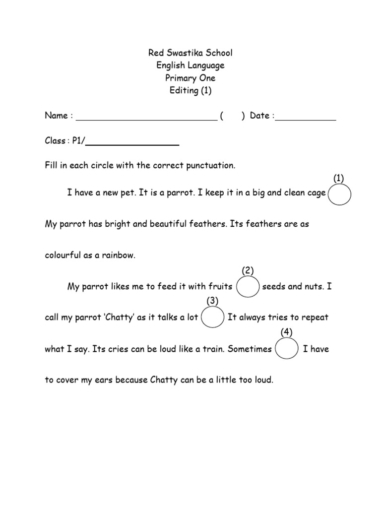 2023 P1 English Editing Red Swastika | PDF | Parrot