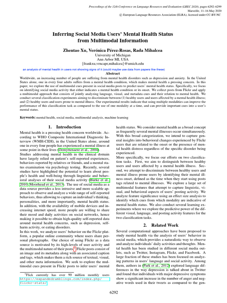 Inferring Social Media Users' Mental Health Status From Multimodal ...