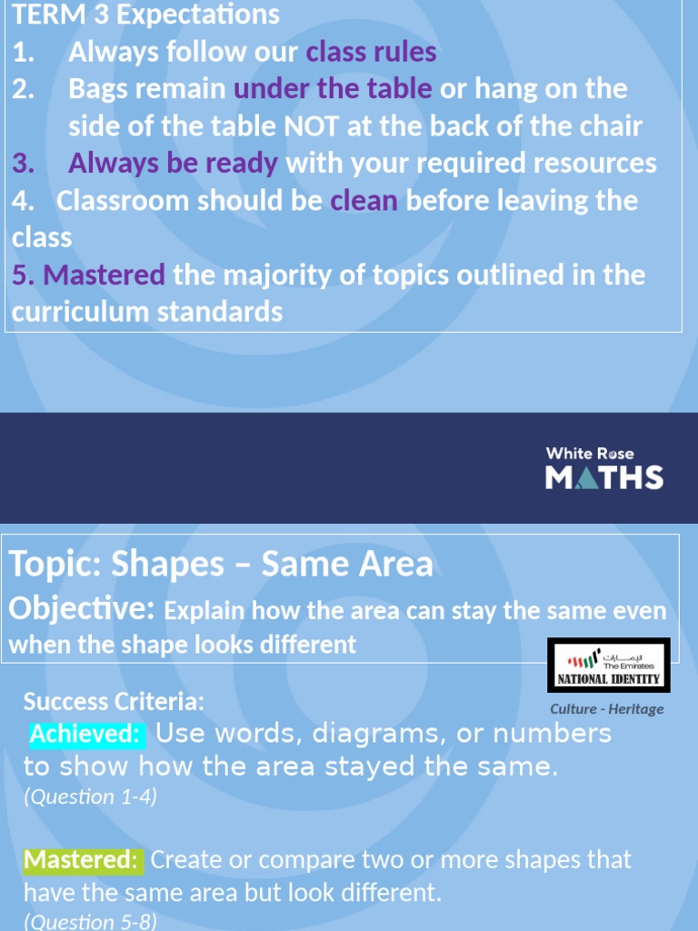 Lesson 1 Shapes Same Area | PDF | Area | Length