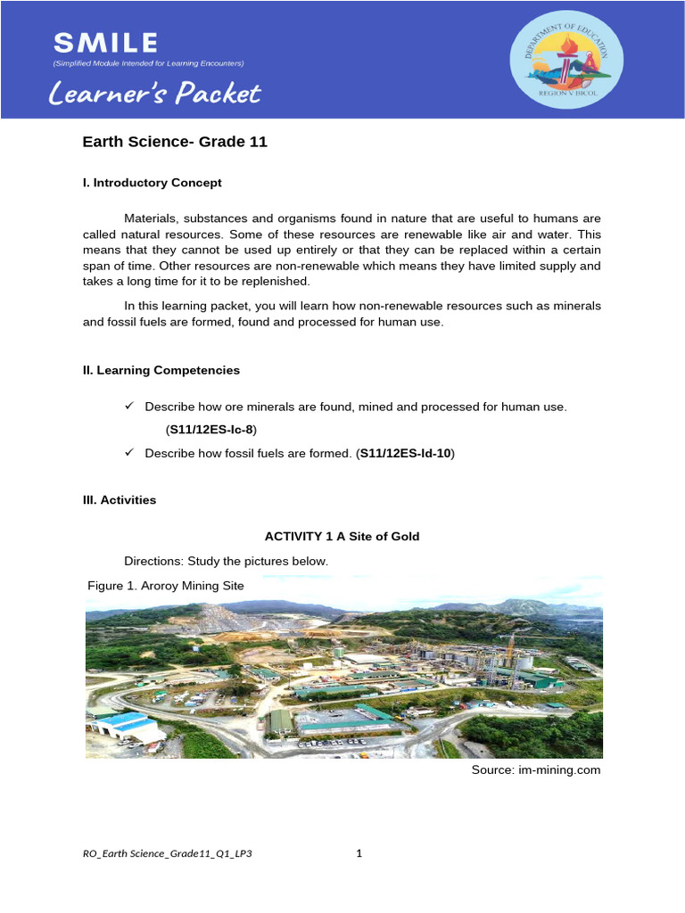 Earth-Science SHS LP3 | PDF | Fuels | Mining