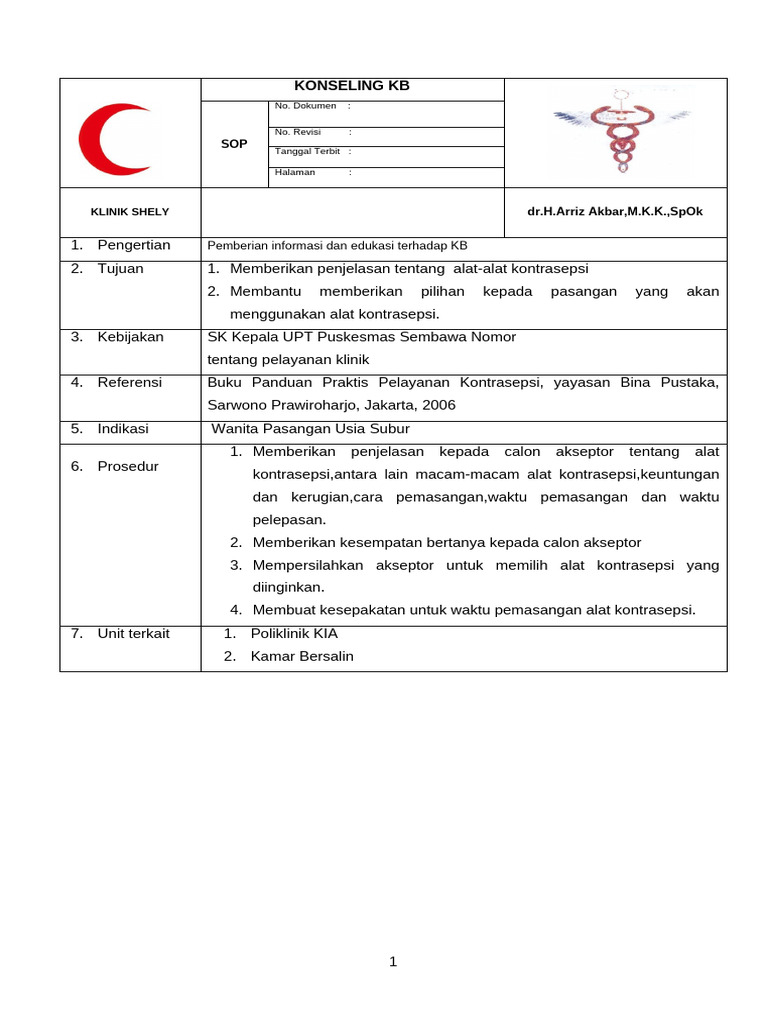 SOP KB Konseling KB Oke | PDF