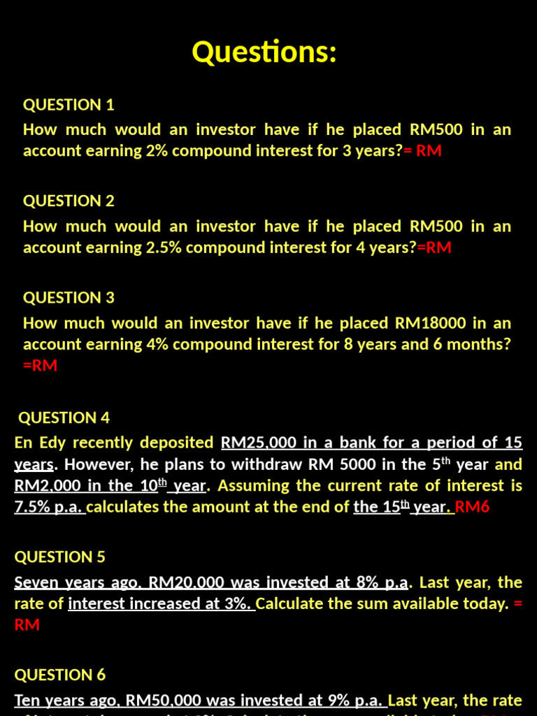 Questions Amount of RM1-Student | PDF