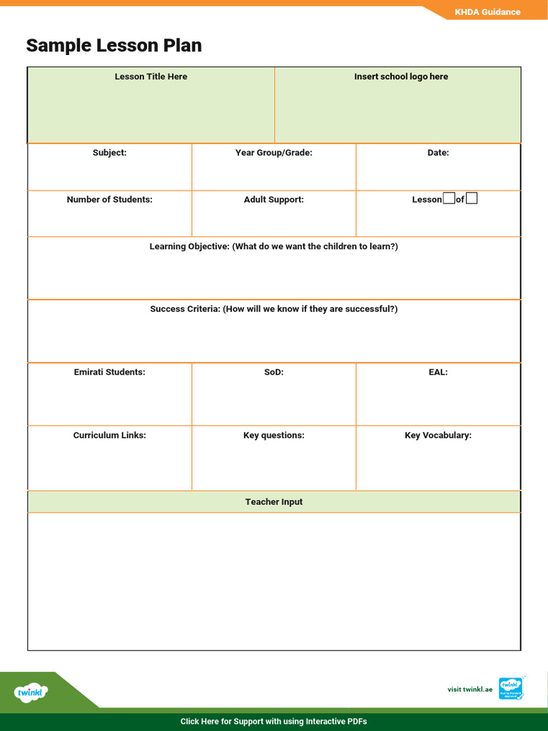 EAL Interactive Lesson Plan Template | PDF