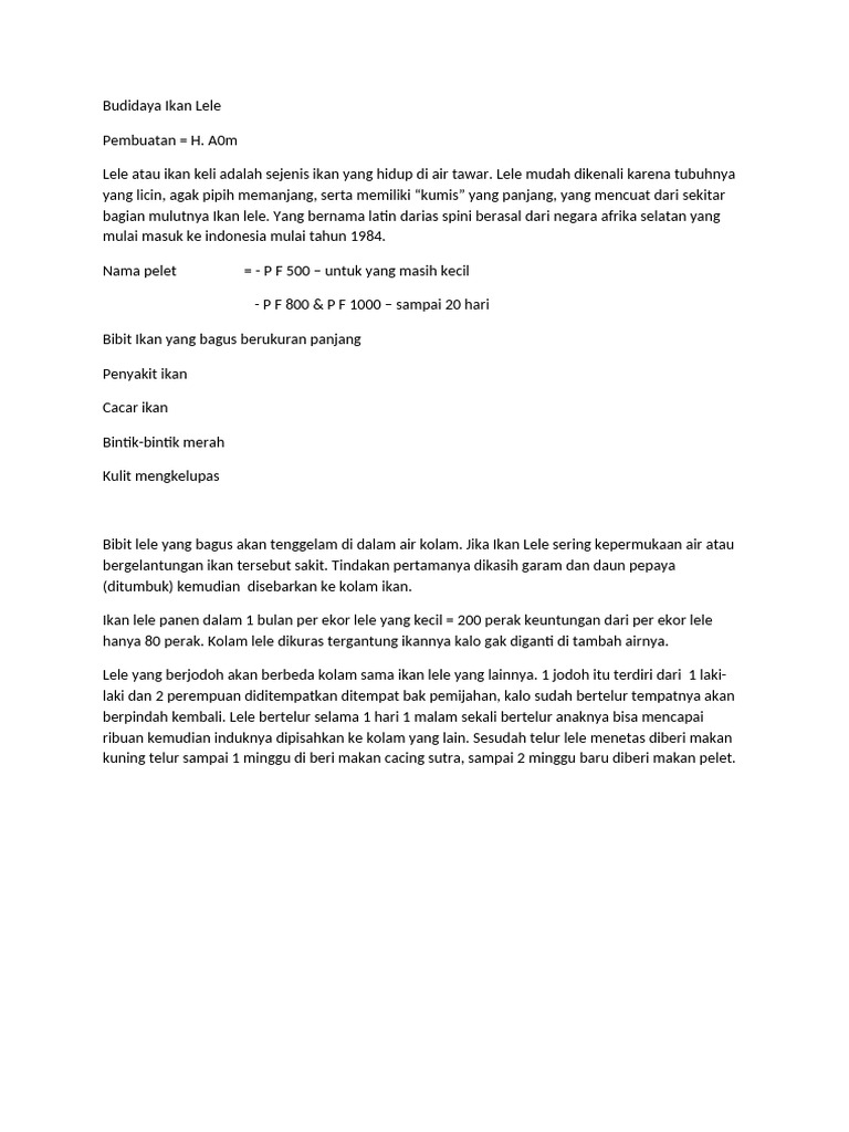 Budidaya Ikan Lele Print | PDF