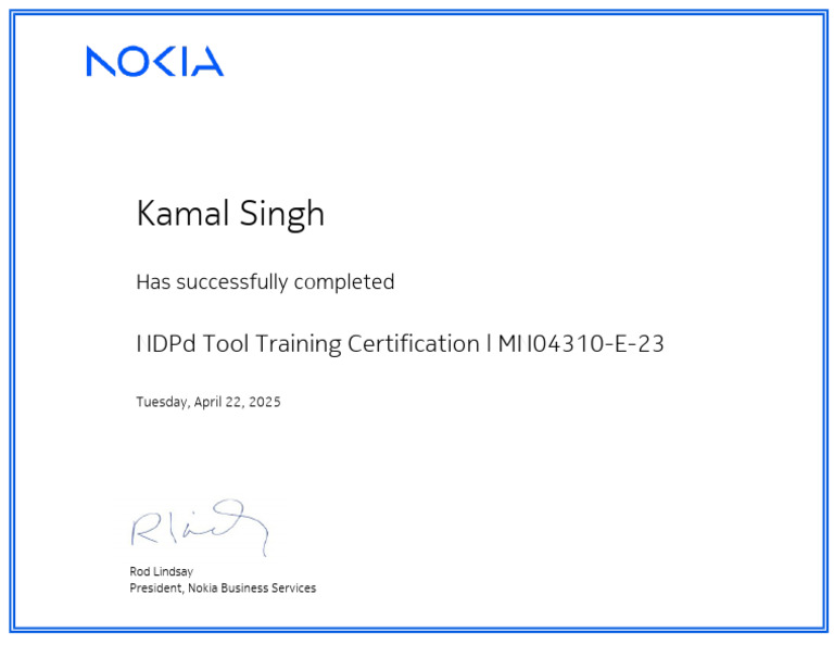 Kamal Singh NDPD Certificate | PDF