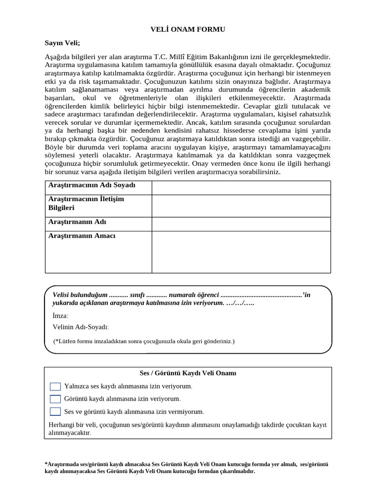Veli Onam Formu | PDF