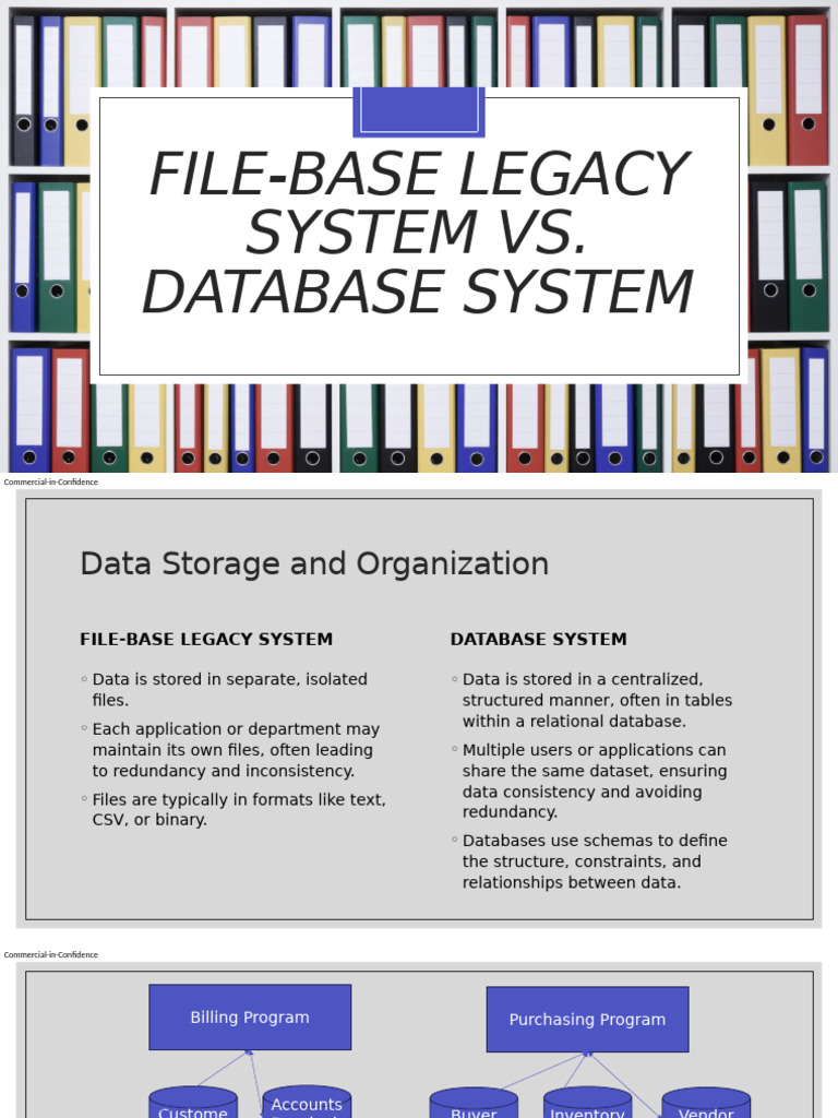 File-base Legacy System vs Database System | PDF | Databases | Backup