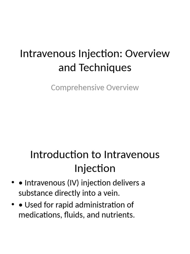 Intravenous Injection Presentation | PDF