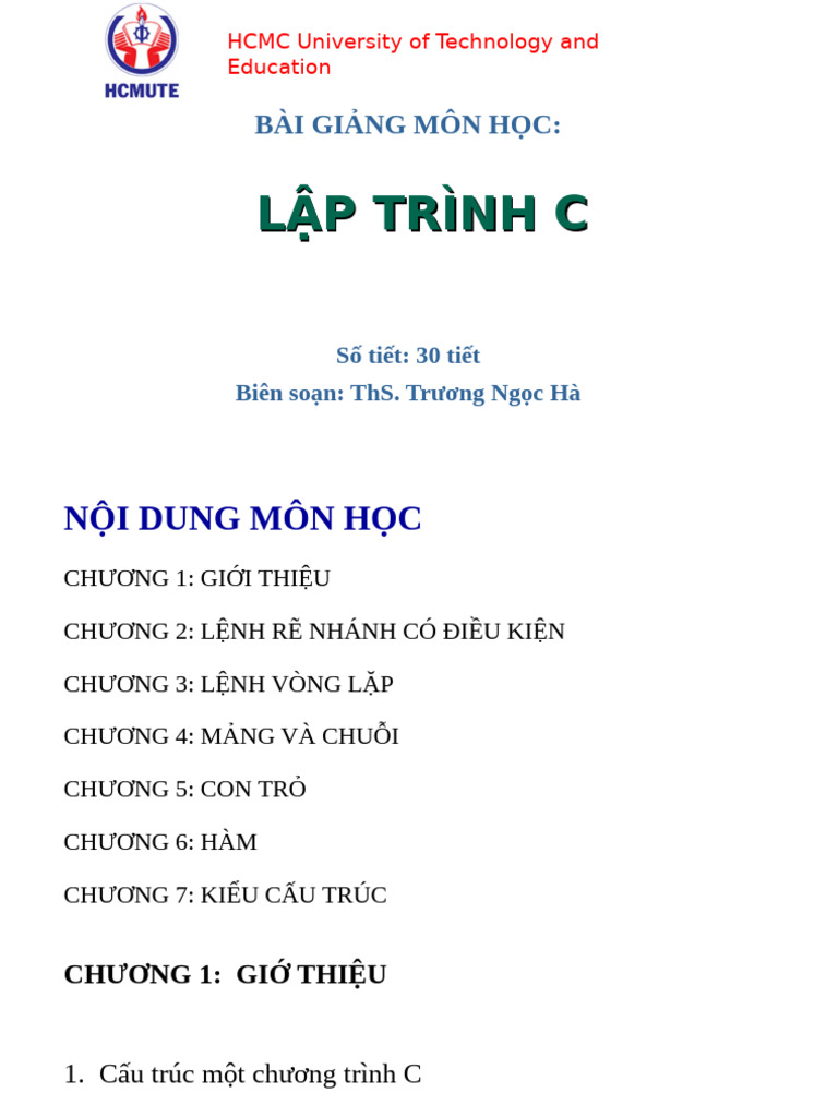 Huong Dan Học Tap Va Gioi Thieu Mon Hoc - laptrinhC | PDF