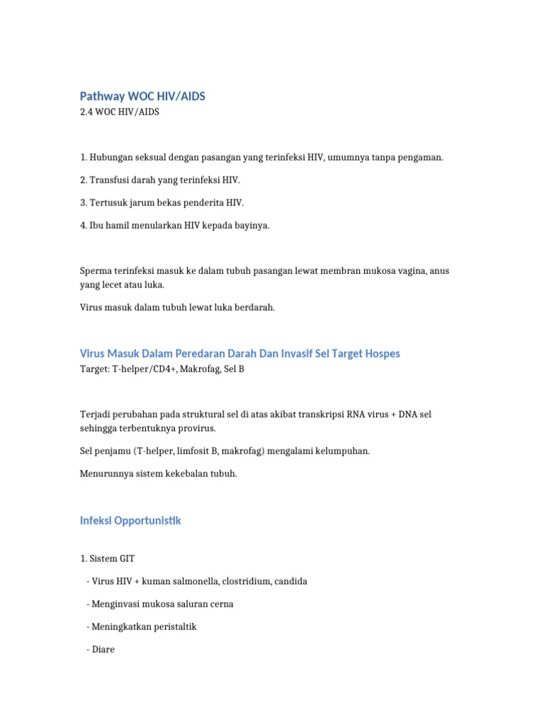 Pathway Woc Hiv Aids | PDF