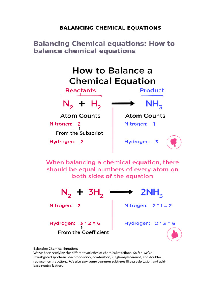 Balancing Chemical Equations | PDF | Molecules | Chemical Reactions