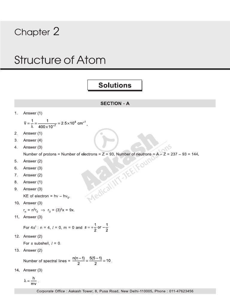 Structure of Atom Chapter-2 | PDF