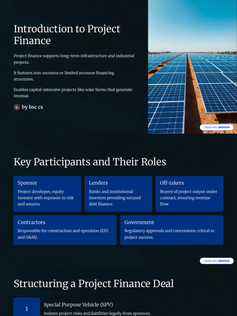 Introduction To Project Finance | PDF