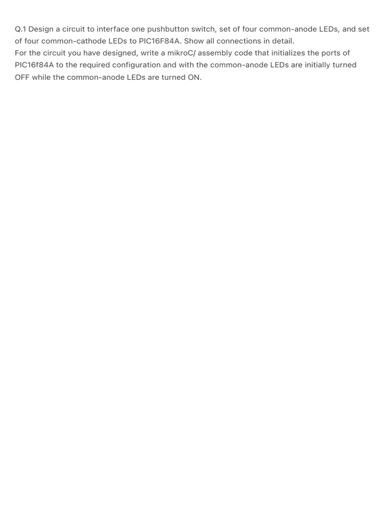 Q.1 Design A Circuit To Interface One Pushbutton Switch, Set of Four | PDF