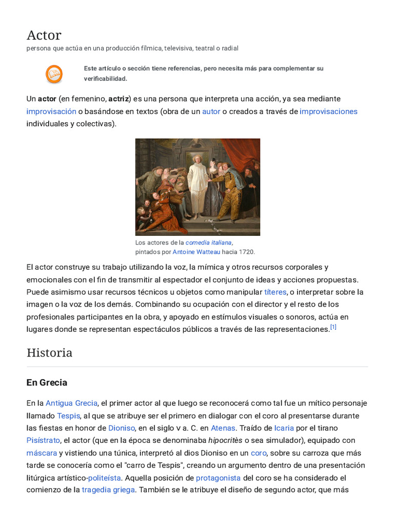 Actor - Wikipedia, La Enciclopedia Libre | PDF
