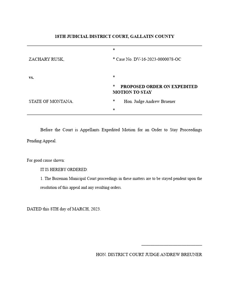 Proposed Order Motion To Expedite and Motion For Stay | PDF