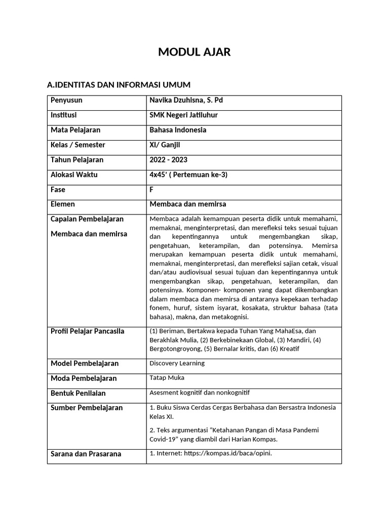 Modul Ajar 3 Teks Argumentasi | PDF