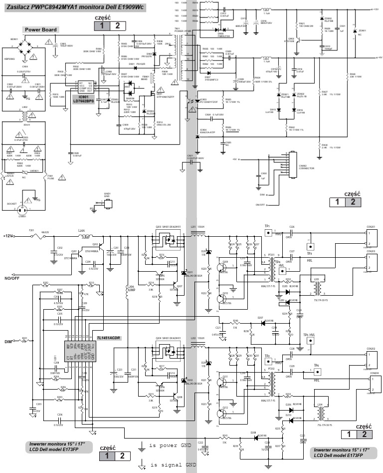 Dell Pwpc8942mya1 Monitor E1909wc Power SCH PL | PDF