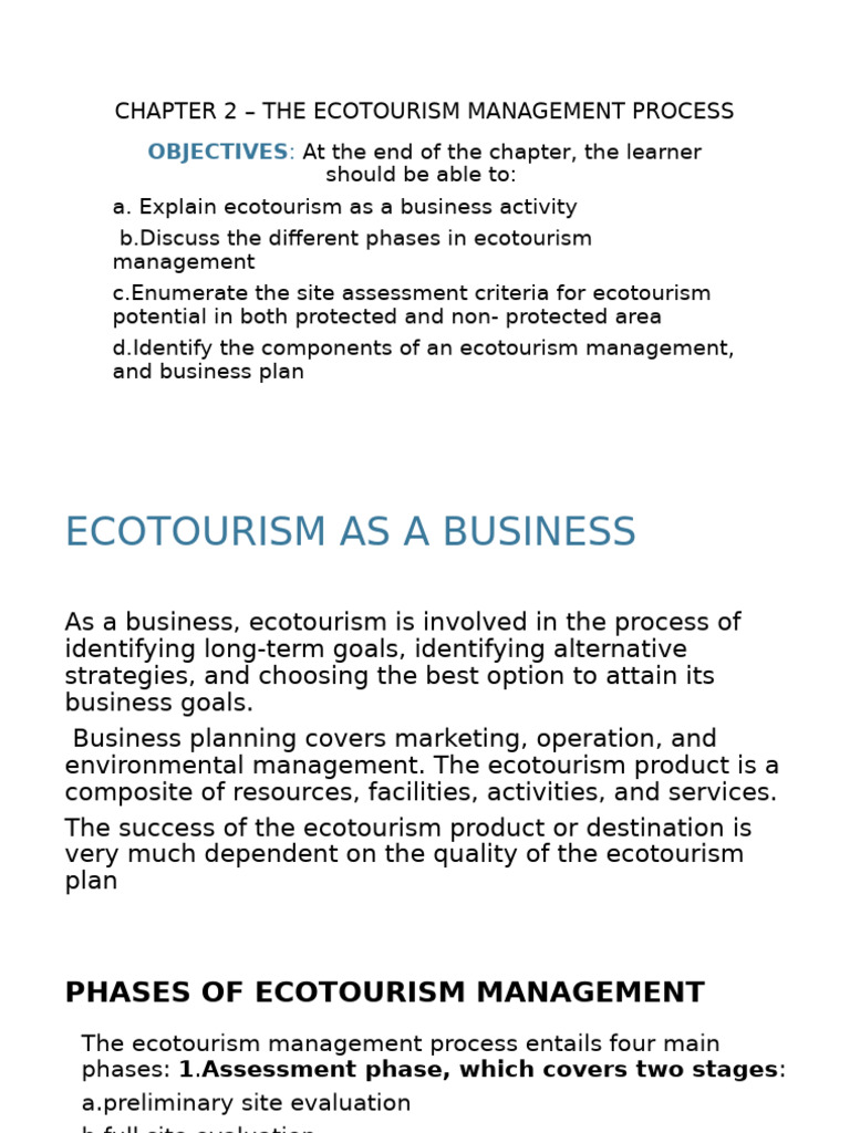 Chapter 2 - The Ecotourism Management Process | PDF | Protected Area ...
